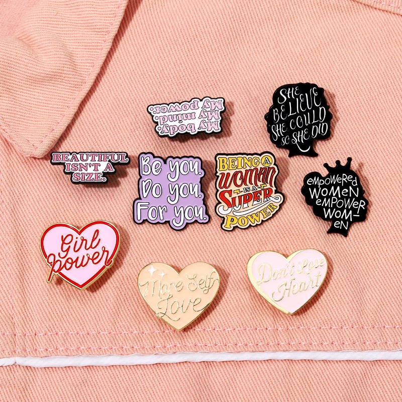 Creative Colorful Quotes Text Enamel Pin Women Power Brooch Badges ...