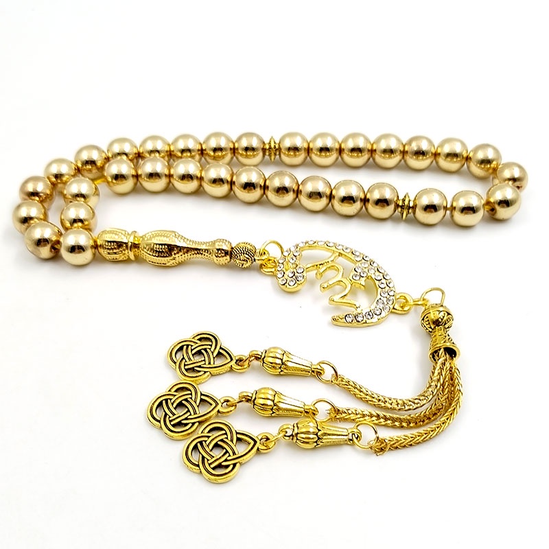 Tasbih Gold Metal muslim prayer beads islamic turkish rosary Eid gift ...