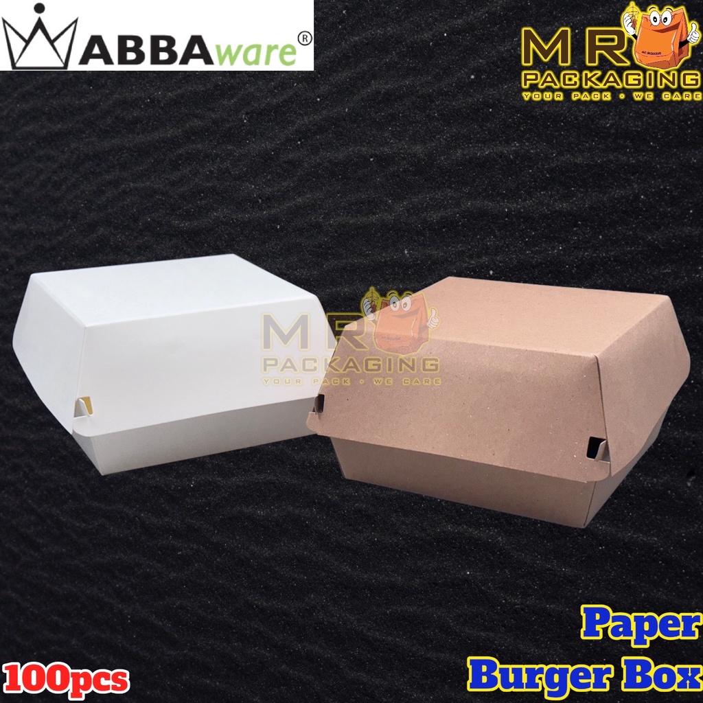 Paper Burger Box ( 50pcs± ) Big Tree ABBAware - Disposable Paper Food ...