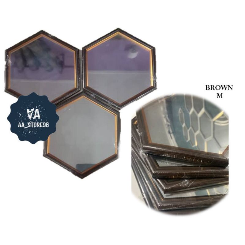 Hexagon Cermin Viral / Hexagon Mirror Cermin Wall Decor Ready Stock ...