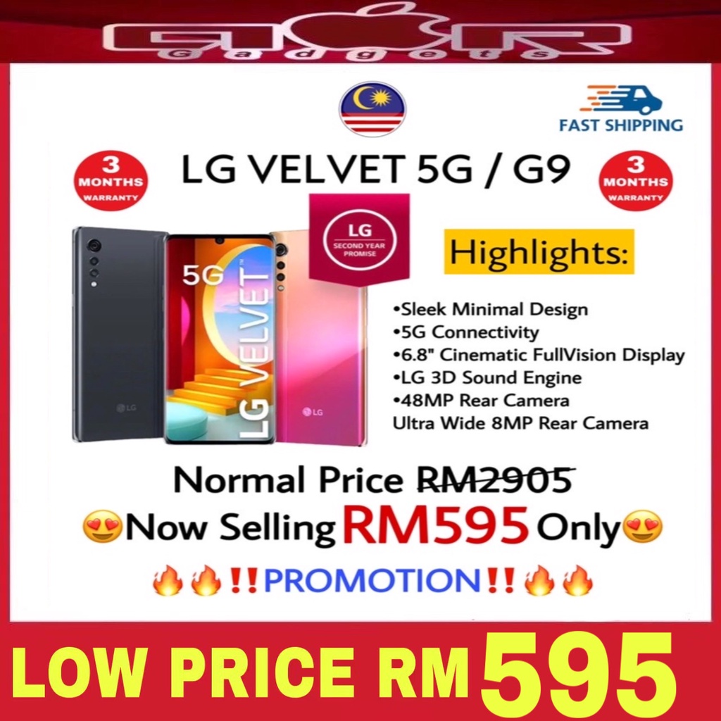 LG Velvet 5G G9 5G 6.8Inch P-OLED 128GB LM-G900N Snapdragon 765G Gaming Android Smartphone Pubg ...
