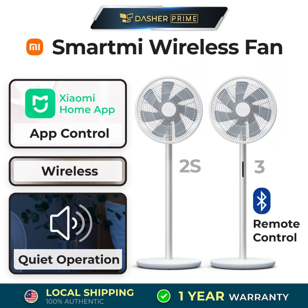 Xiaomi Smartmi Stand Fan 2S / 3 DC Wireless Rechargeable App Control ...