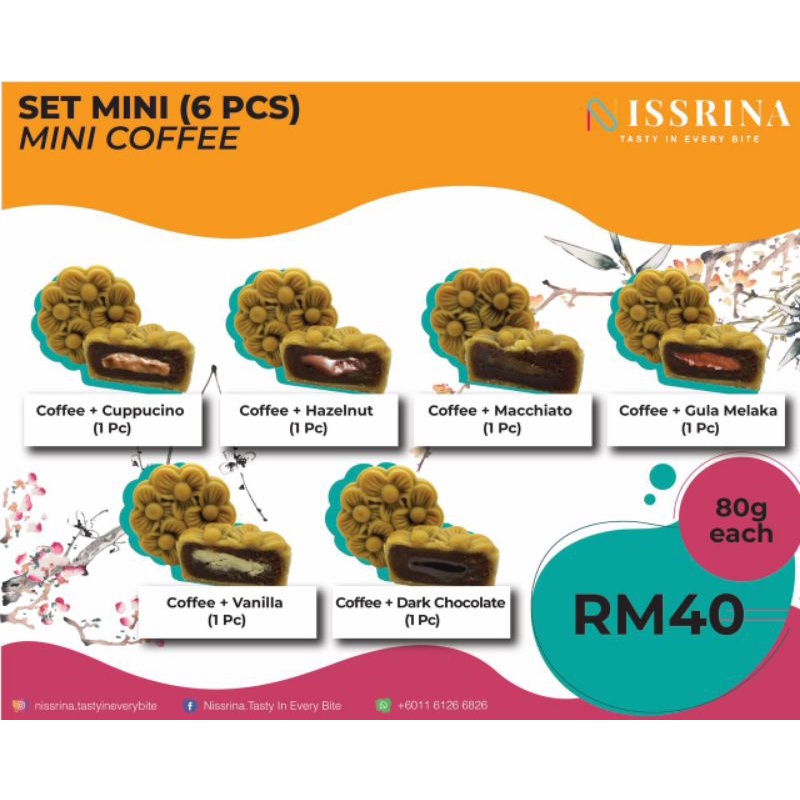 Mooncake Halal Coffee Mini 6pcs Set by Nissrina | Shopee Malaysia