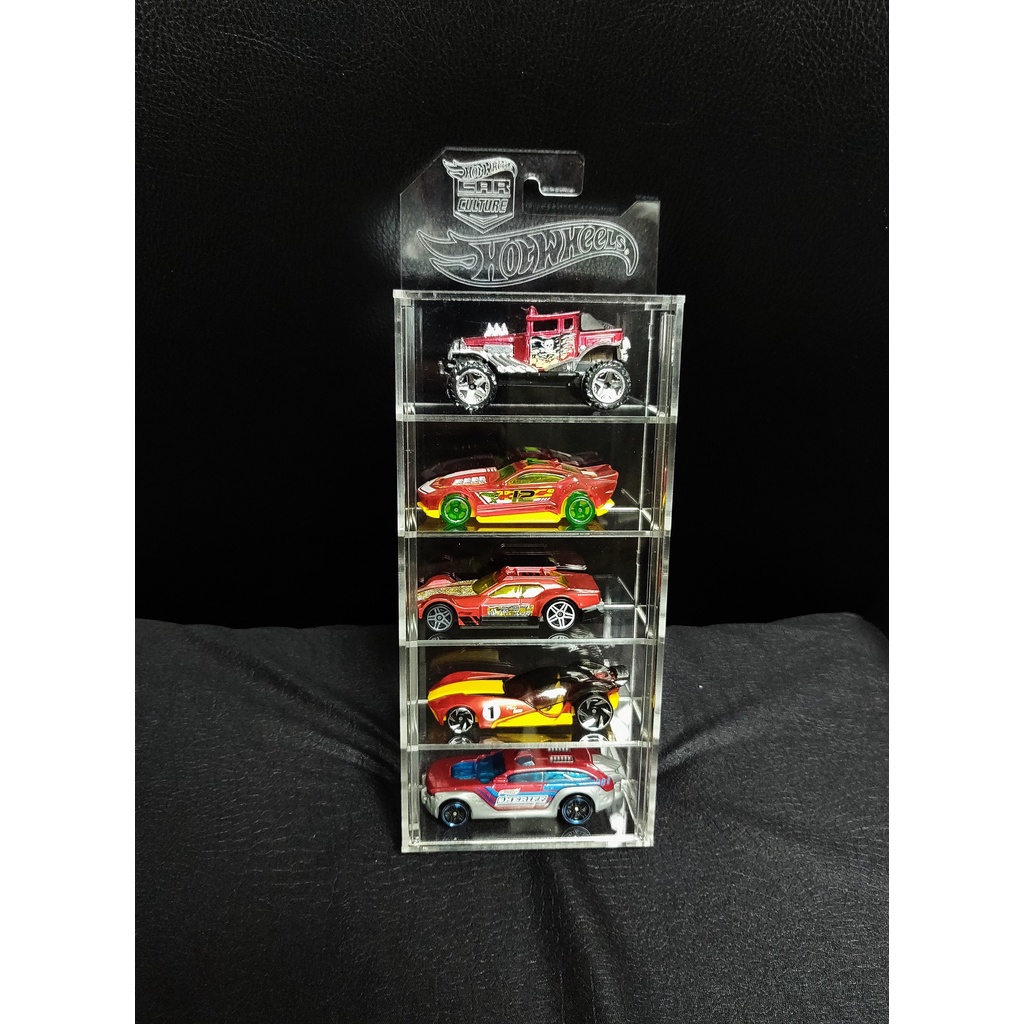 5 SLOTS ACRYLIC RACK DIE CAST CAR (1:64) HOTWHEELS Dengan Penutup Hot ...