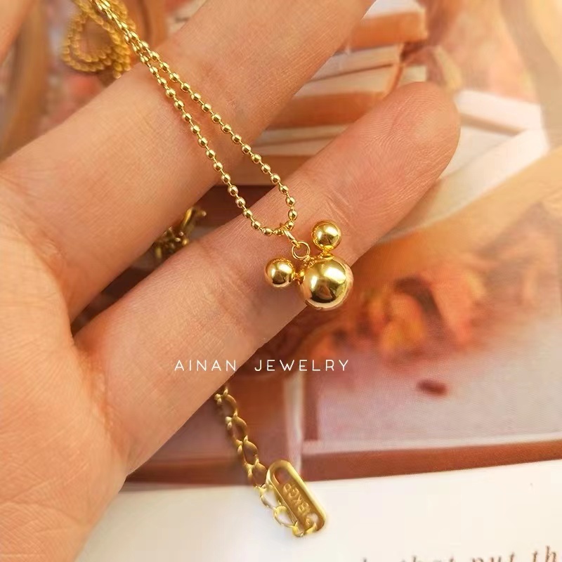 Titanium Steel Necklace Female Clavicle Chain Mickey Mouse Pendant ...