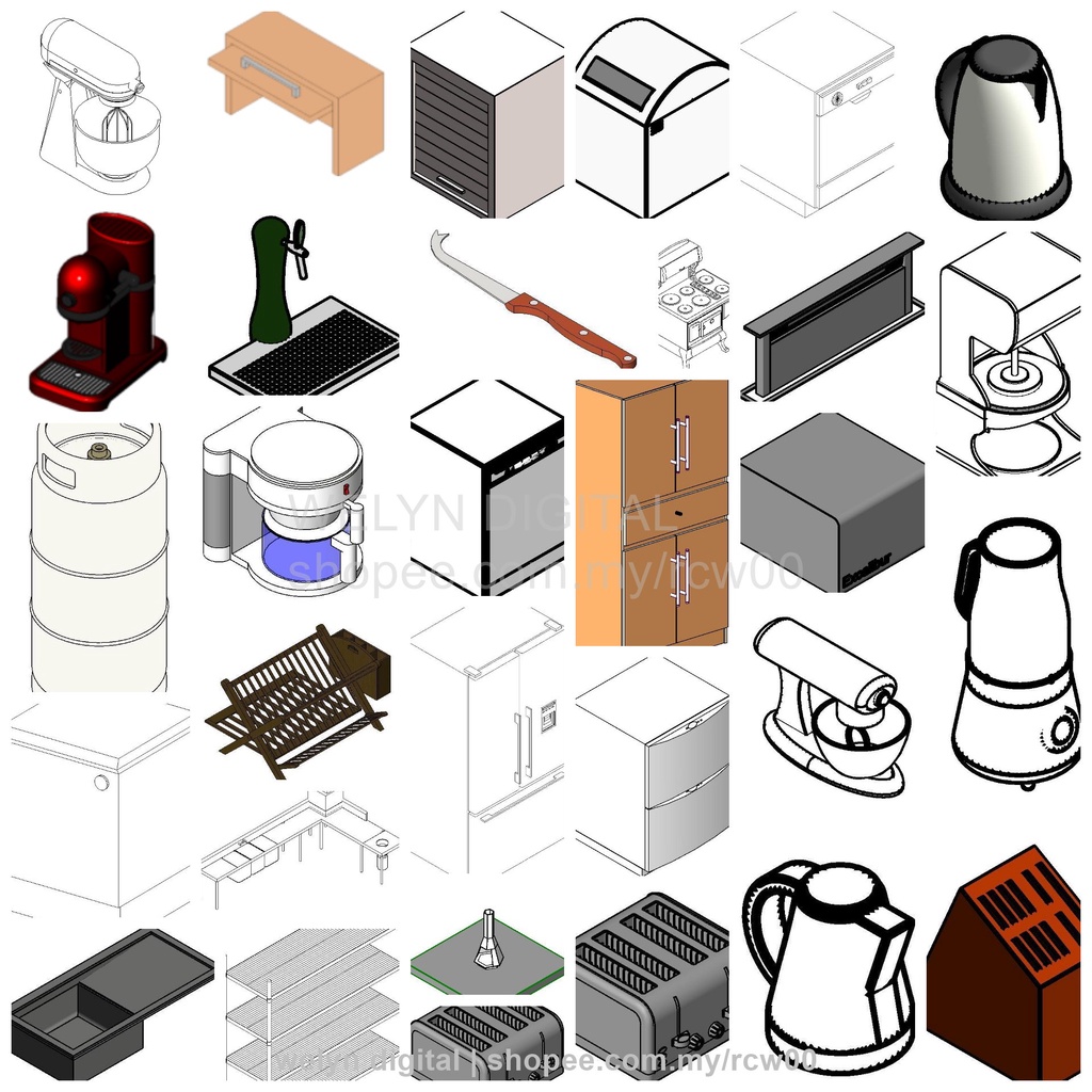 Autodesk | Revit 2025 | 106 Appliance set Revit Family Files MATERIALS ...