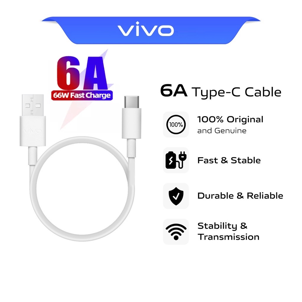 Vivo 6A Cable 66w/120w Flash Charge Data USB Cable Support 33w 44w 66w ...