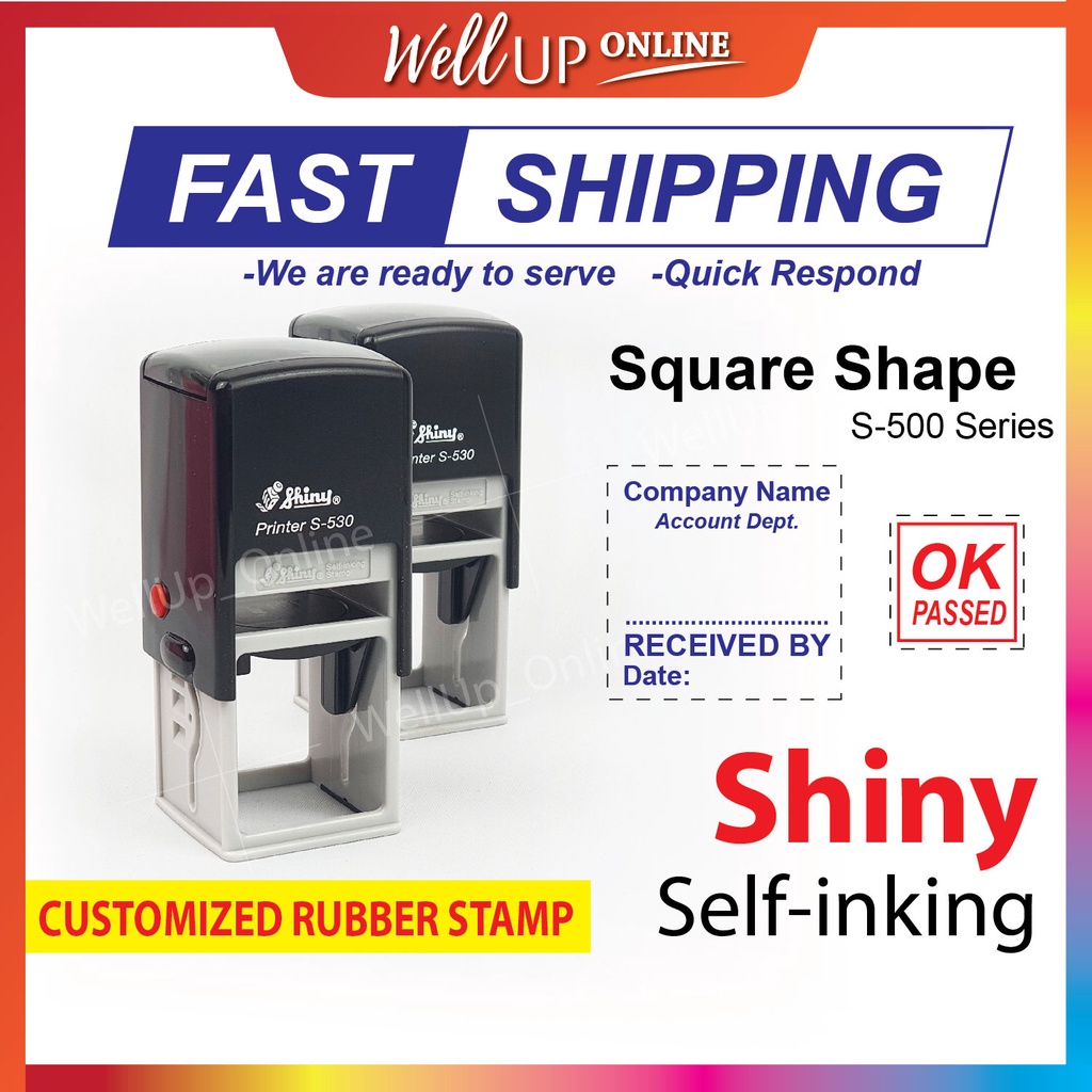 Shiny Rubber Stamp S-500 Series Cop 4 segi (Square Shape)- S-510/S-530/S-542 | Shopee Malaysia