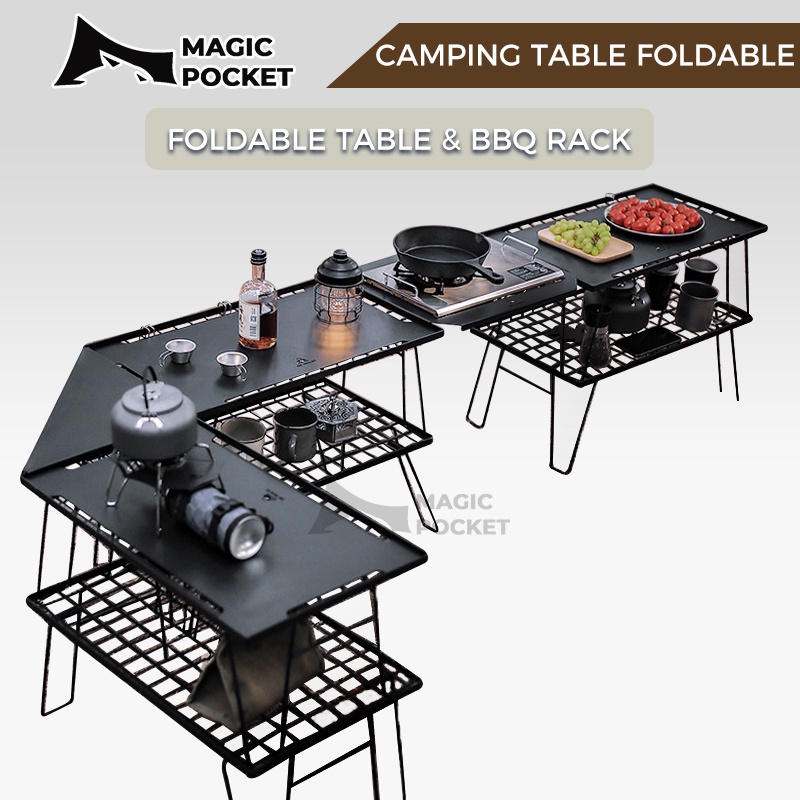 Campingmoon style camping table foldable meja lipat Portable Iron Steel ...