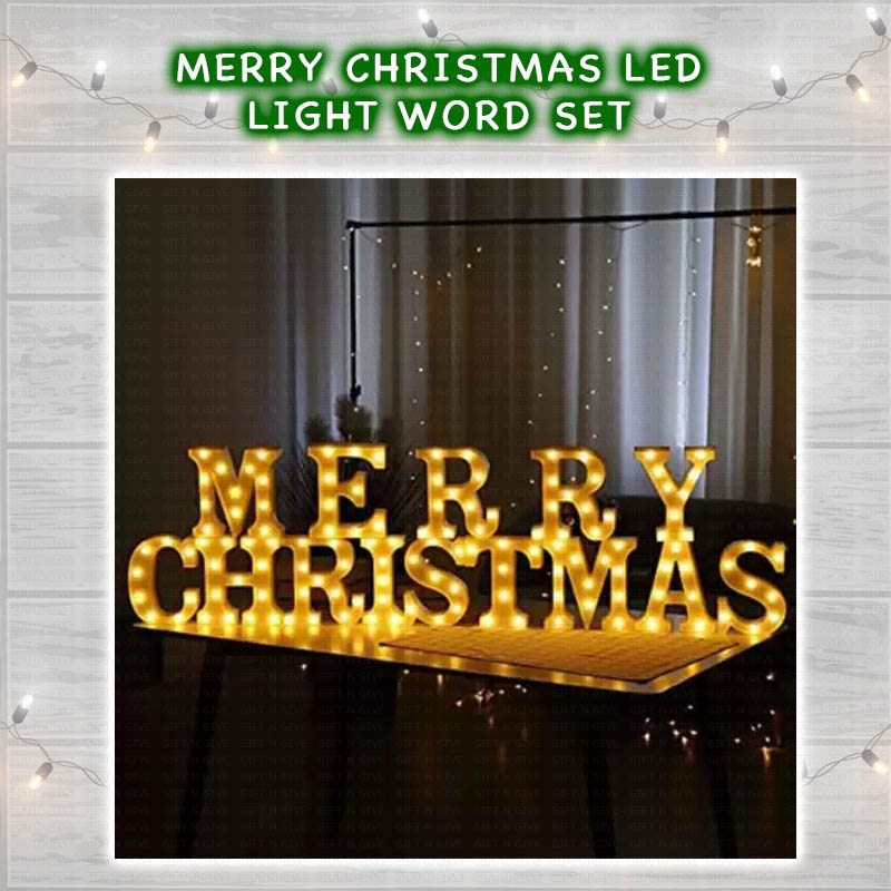 MERRY CHRISTMAS XMAS LED Light Word Set 3D English Letter Wording Alphabet Party Decoration ...