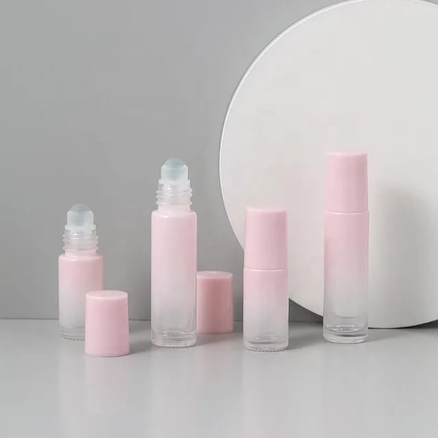 5ml/10ml Frosted Pastel Pink Roller | Thick Glass Perfume Roll On ...