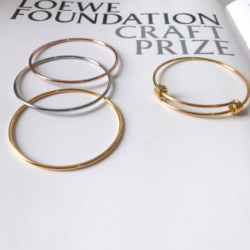 Stainless steel plain bangle minimalist simple design gold bracelet ...