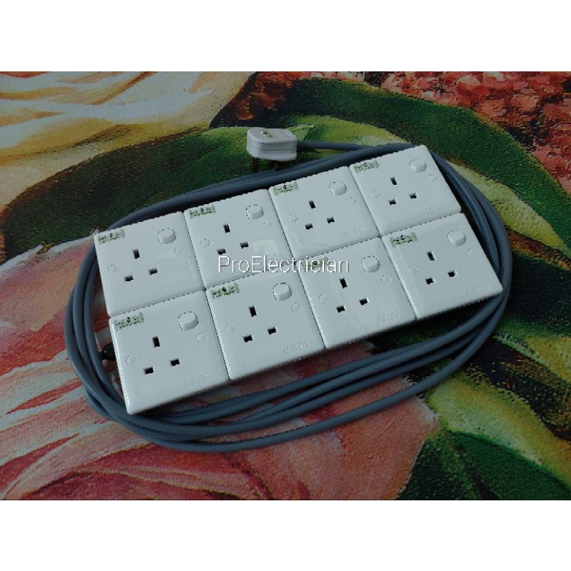 8 gang Extension wire cable socket 13A 8 way big cable 70/0.193mm ...