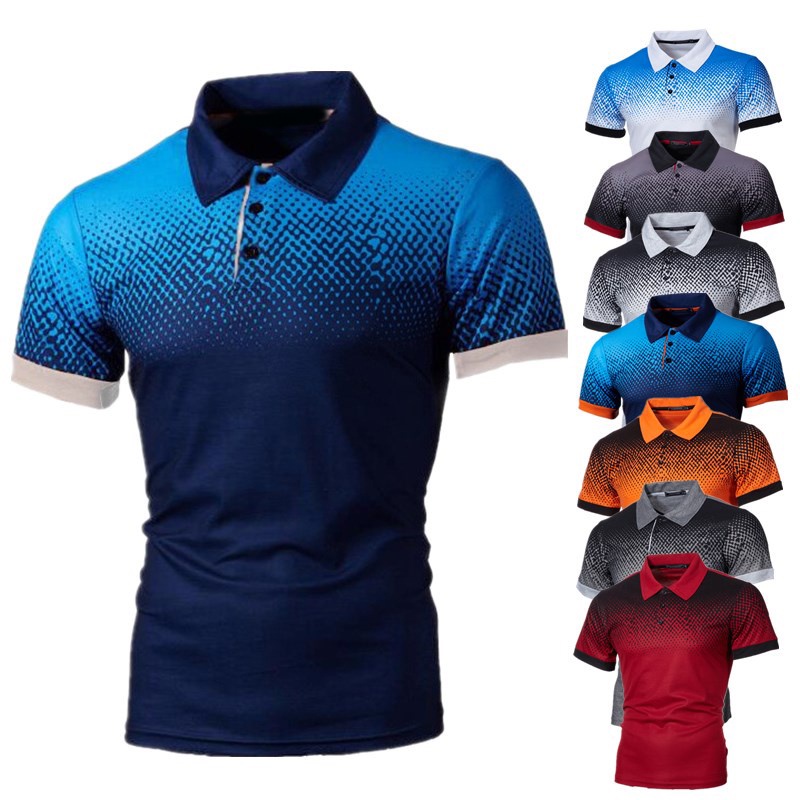 Men Polo Men Shirt Short Sleeve Polo Shirt Contrast Color Polo New ...