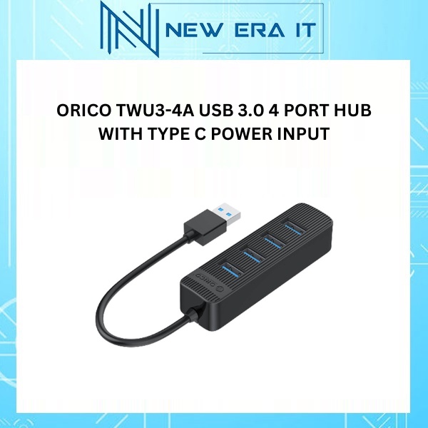 Orico Twu3 4a Usb 3 0 4 Port Hub With Type C Power Input Black