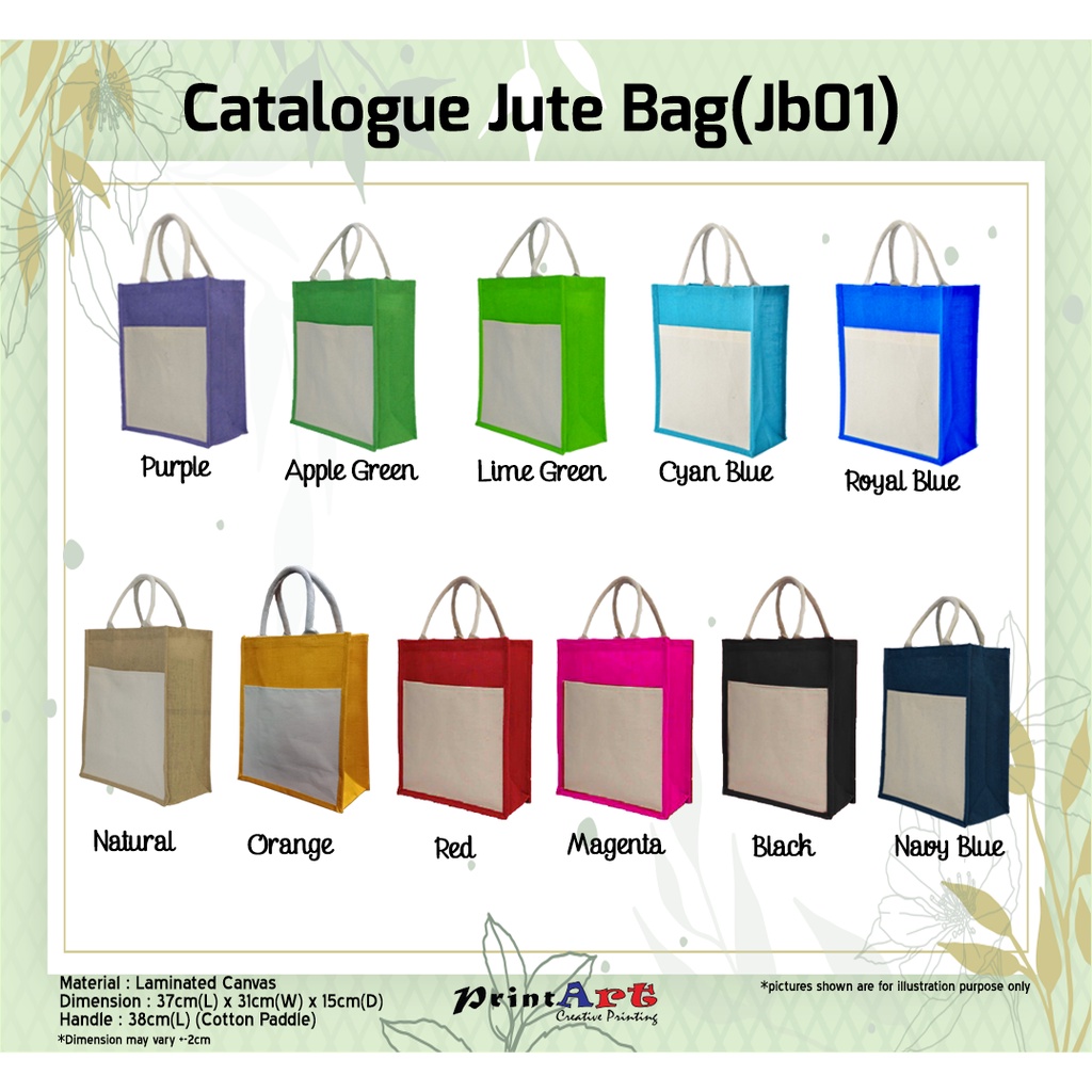 (CLEAR STOCK!!) Jute Bag Medium A4 Size with Front Pocket Beg Jute ...