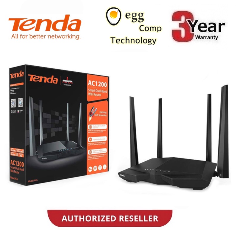 Tenda AC6 AC1200 Dual Band 5GHz + 2.4GHz WiFi Router / Range Extender ...