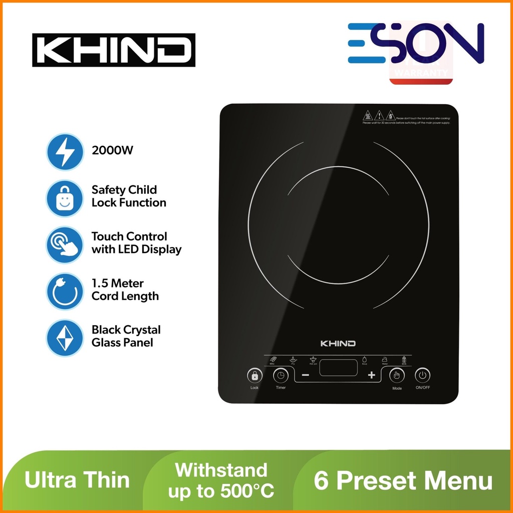 Khind IC1600 Induction Cooker 2000W Touch Control Ultra Slim(bubble ...