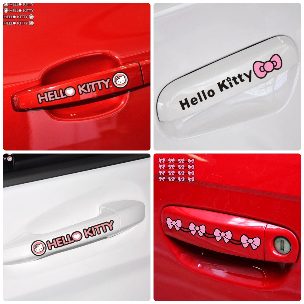 Car Stickers Hello Kitty Baby Pink Bowknot Cartoon Cute Lovely Girl ...
