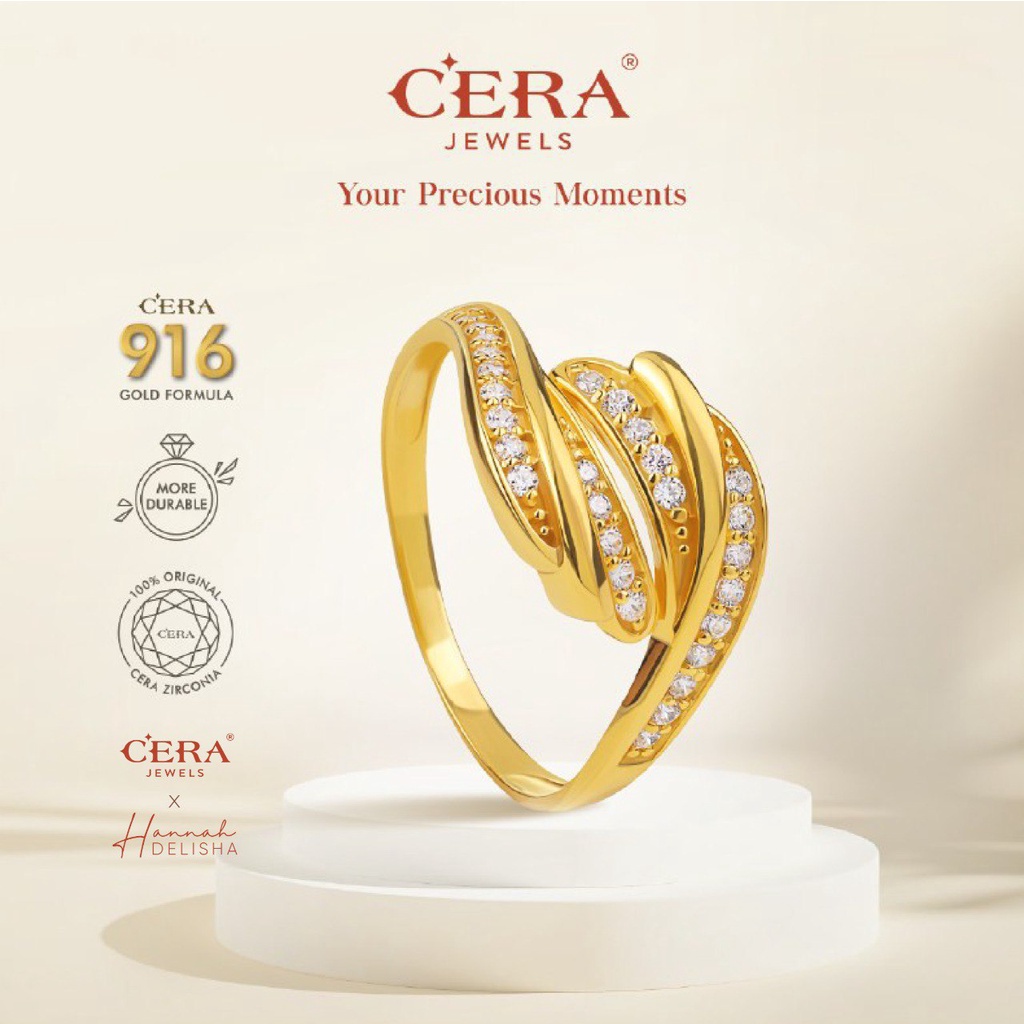 Cera 916 Gold Rings Ocean Keeper Ring CR9001-KF X Hannah Delisha | Shopee Malaysia