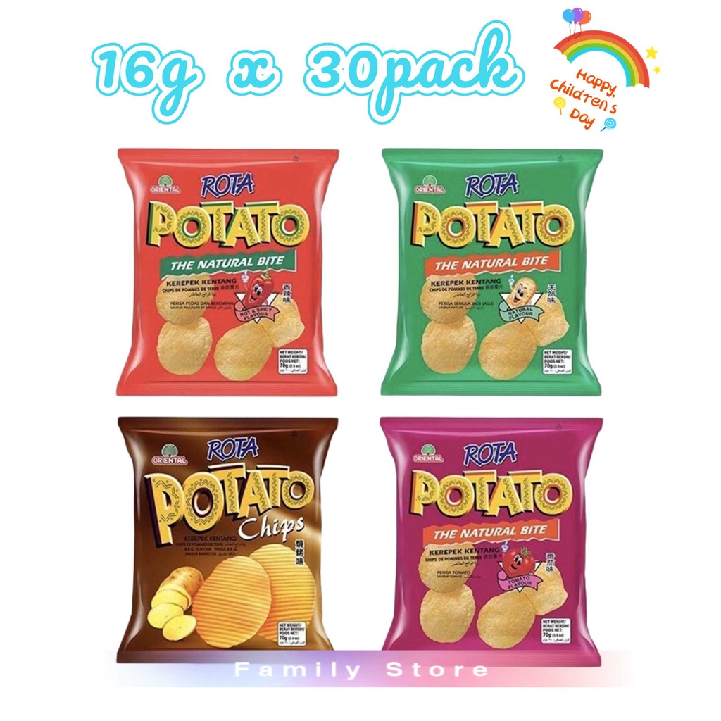 Rota Potato Chips - Natural / BBQ / Tomato / Hot & Spicy (16g X 30packs ...