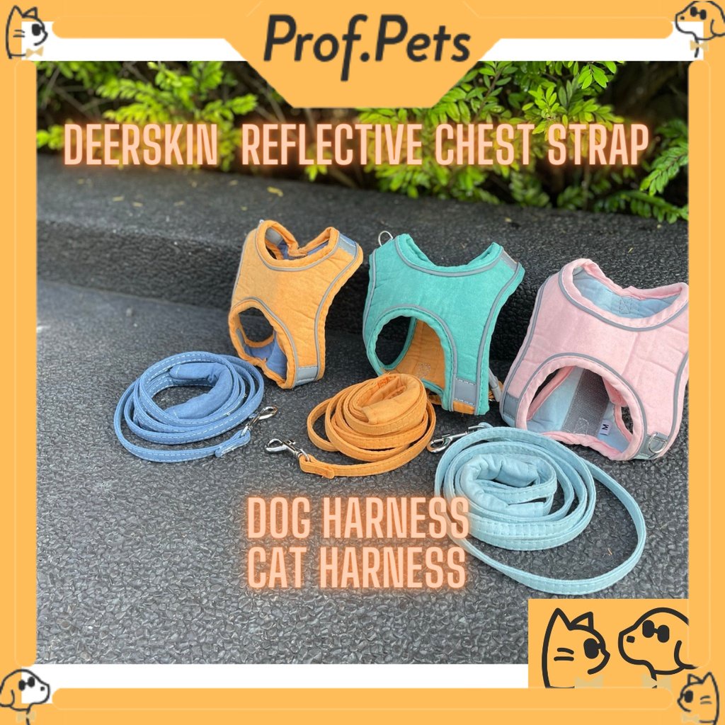 Dog harness Cat harness traction rope Deerskin velvet reflective chest ...