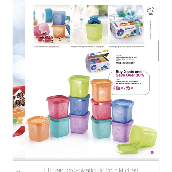 Tupperware Rainbow Cubes Gift Set (6) With Box | Shopee Malaysia