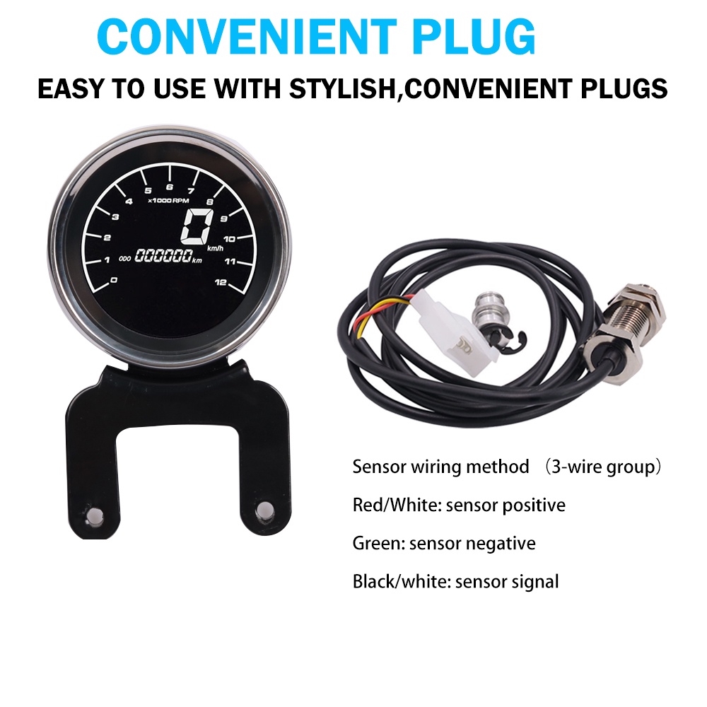 12V Motorcycle Tachometer Meter LED Backlight LCD For Harley-Digital ...