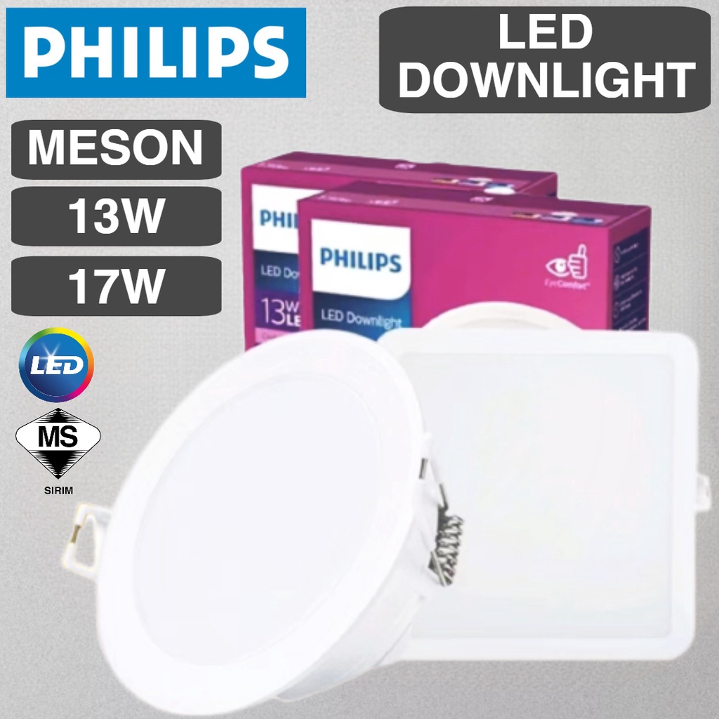 5" & 6" Philips Meson LED Recessed Downlight Round & Square for Ceiling Lights Suitable for Home ...