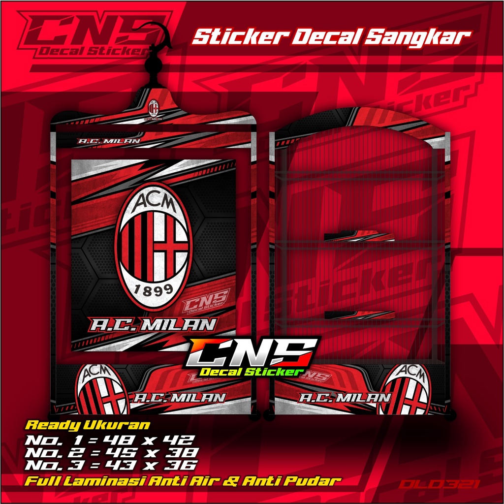ORIGINAL DESIGN AC MILAN Decal Sticker Bird Cage Box / Suitcase for ...