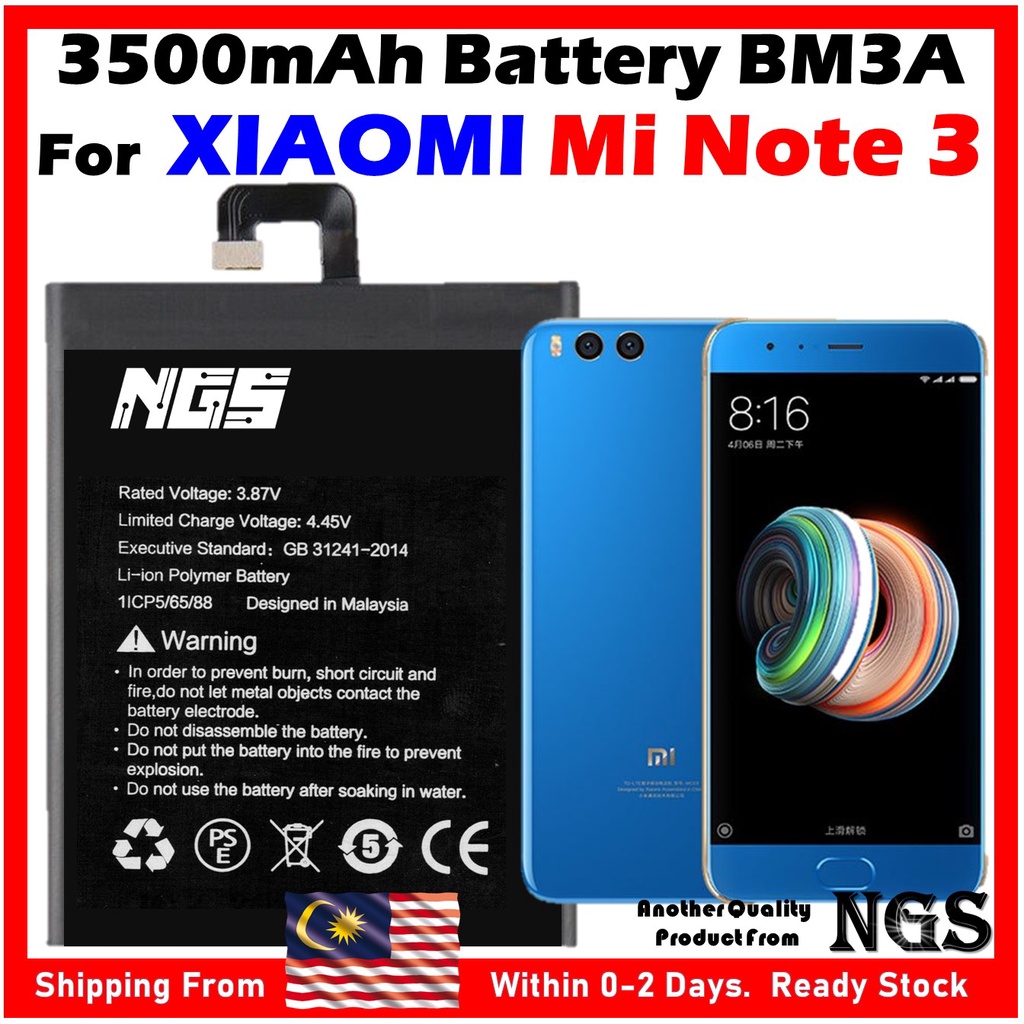 ORl NGS Brand 3500mAh Battery BM3A Compatible For XIAOMI Mi Note 3 with Opening Tools | Shopee ...