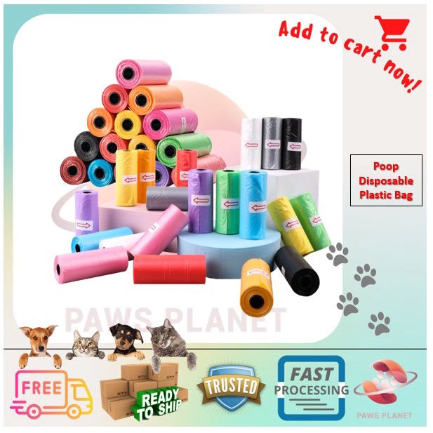 Poop Disposable Plastic Bag Refill Rolls Pet Garbage Bag Cat Kucing( 1 ...