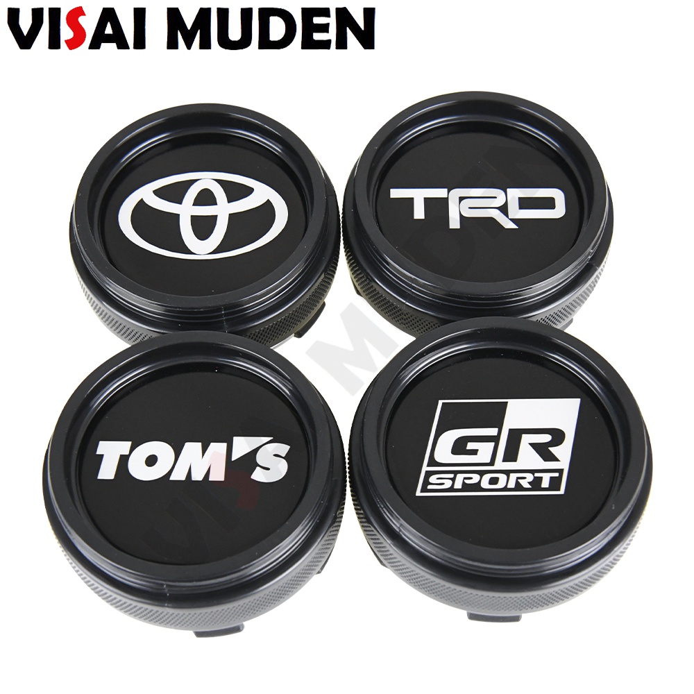 4PCS OD 66MM / ID 62MM Cap Sport Rim Cover TRD GR TOM'S Logo Emblem ...