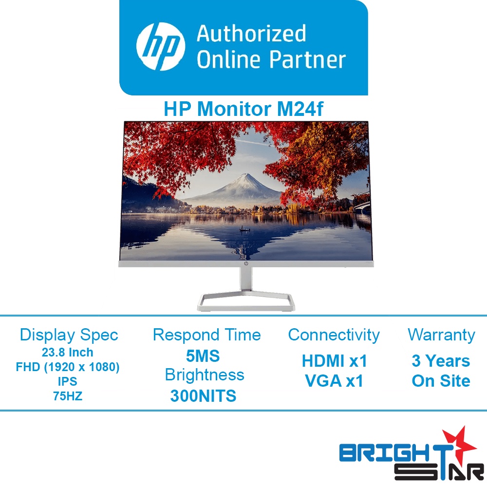 HP Monitor M24F ( 23.8 Inch FHD IPS 75Hz / 300nit / 5MS(GTG)) | Shopee ...