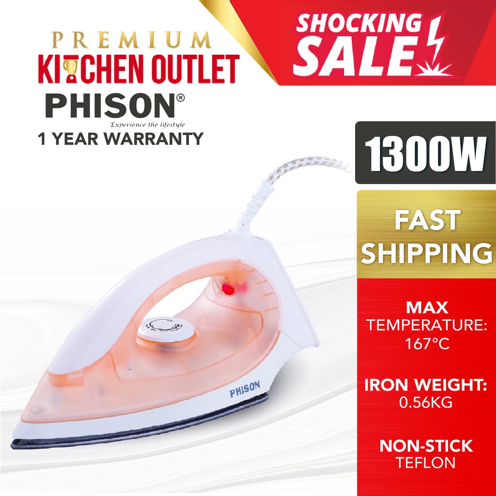 Phison 1200W Dry Iron PIR-1120 | Elba 1750W Steam Iron ESI-1196V ...