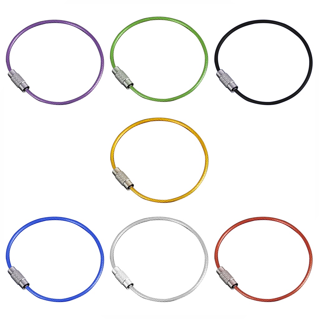 [Lixada MY Mall] 10Pcs Colorful Stainless Steel Wire Keychain Rope Key ...