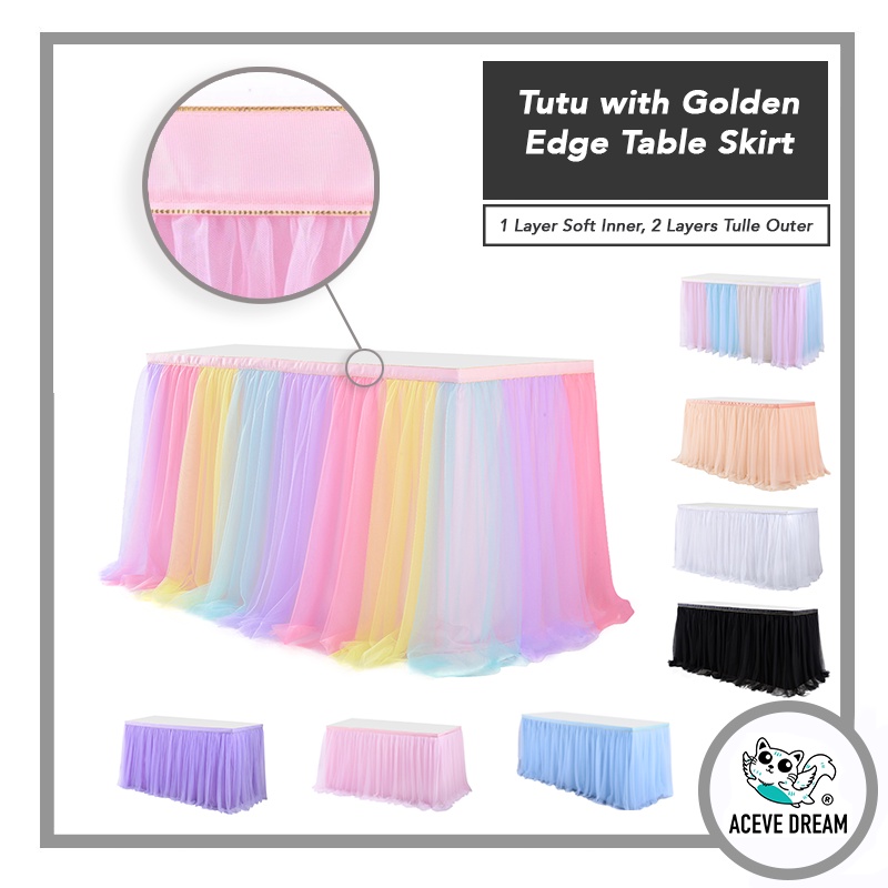 ACEVE DREAM READY STOCK Tutu Table Skirt Meja Birthday Baby Wedding ...