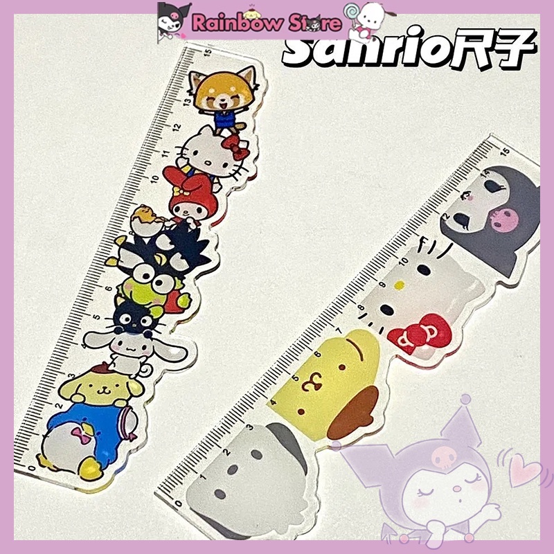 New Sanrio Series Ruler Cartoon Pacha Dog Kuromi 15cm Girl Heart ...