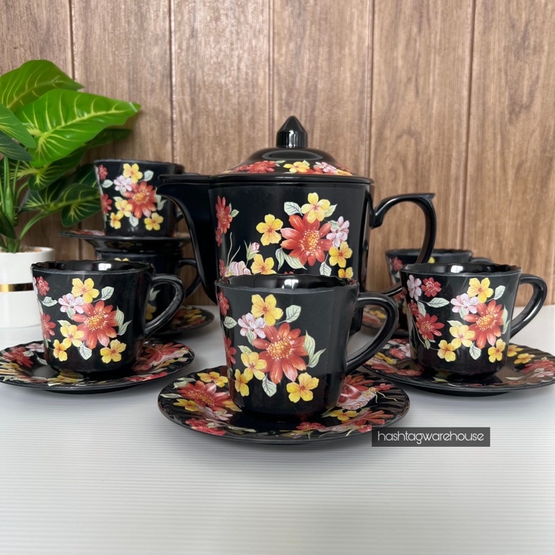 KIMAYA 🌼 Teapot / Cup & Saucer Tea & Coffee Set Melamine Plastic ...