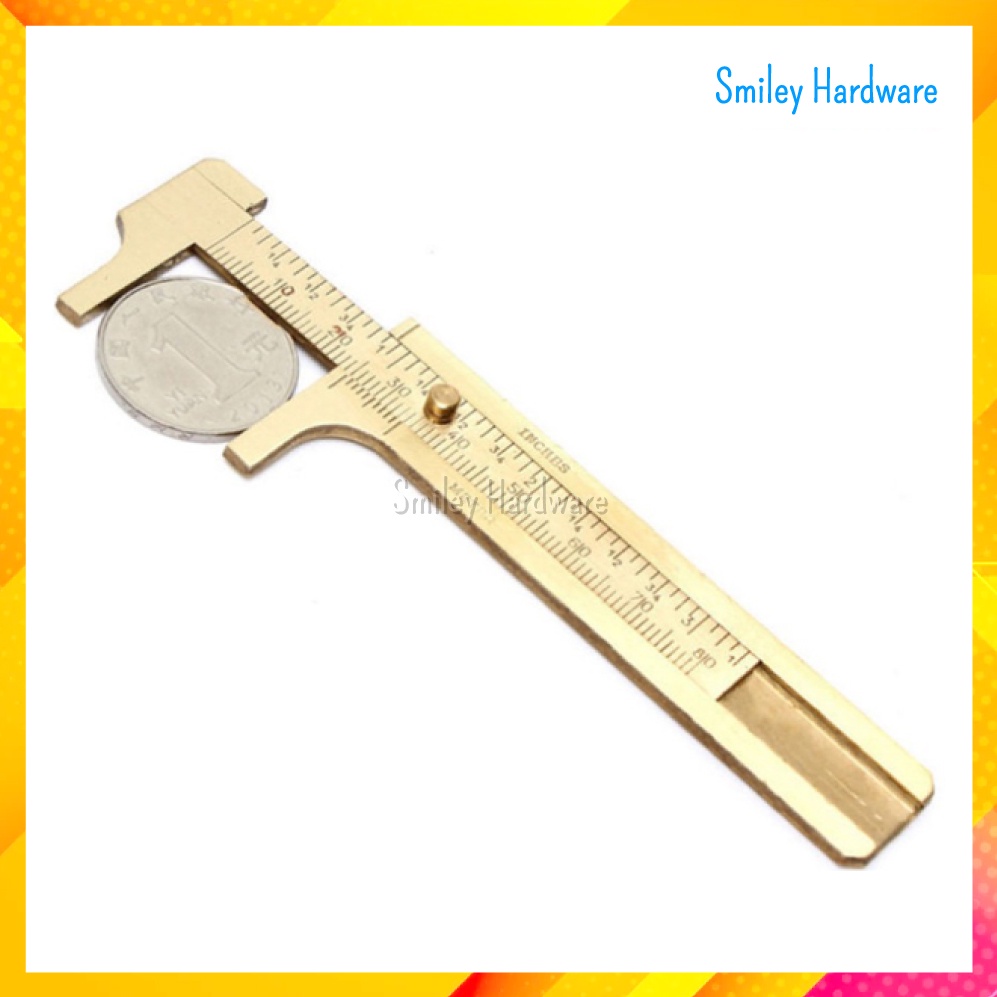 Mini Brass Sliding Gauge Vernier Caliper Pocket Ruler-Double Scale (mm ...