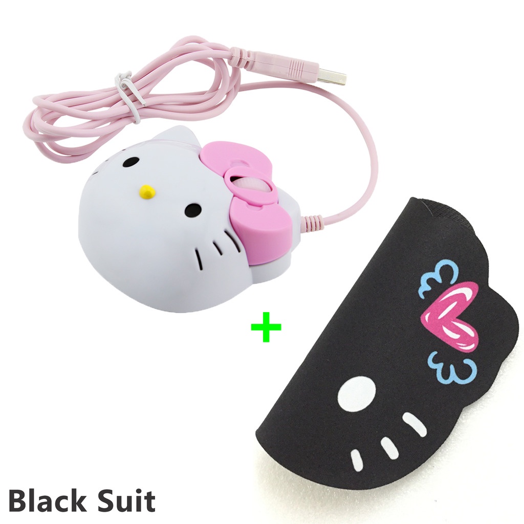 3D Cartoon Mouse Ergonomic USB Optical Mice Hello/kitty Pink LED Light ...