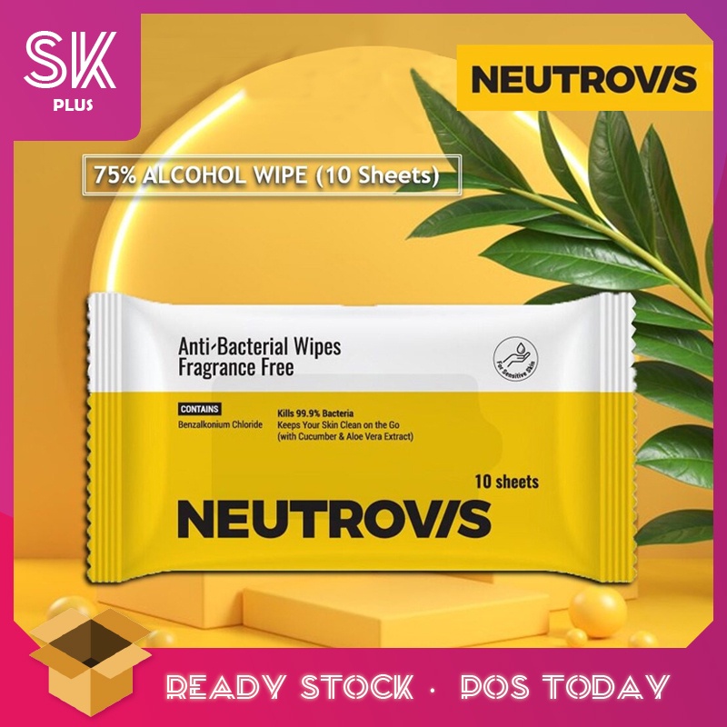 SKPLUS Neutrovis Anti Bacterial Wipes 10 Sheets Fragrance Free Super ...