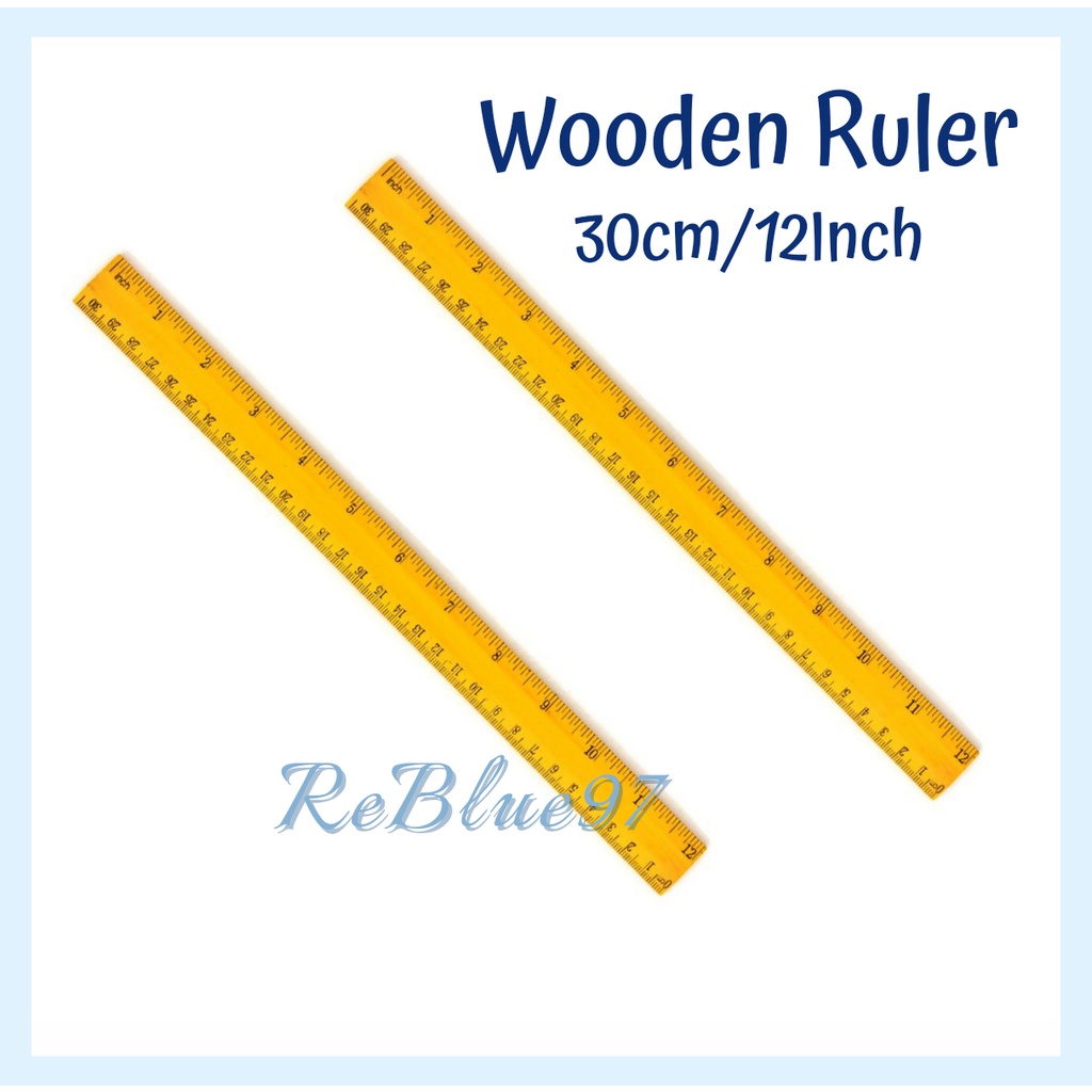 Wooden Ruler | Pembaris Kayu - 30cm/12Inch | Shopee Malaysia