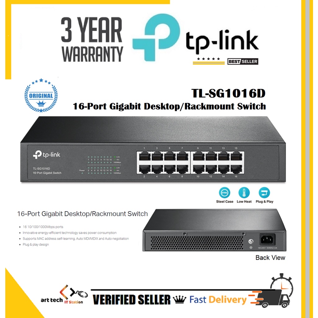 TP-Link TL-SG1016D | SG1016D 16-Port Gigabit Desktop - Rackmount Switch ...