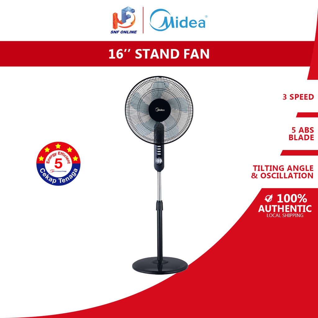 Midea Stand Fan With 5 Blade And Timer (16") MF16FS15F MF-16FS15F ...