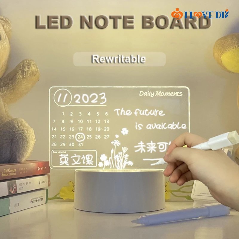 Novelty Acrylic Writable Transparent LED Glowing Memo Lamp/ DIY ...