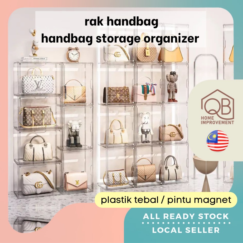 Full Transparent Magnetic Storage Box Handbag Storage Box Books Storage ...