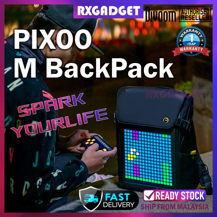 [DIVOOM] Pixoo M Backpack Customizable RGB Pixel Art Multi Compartments ...