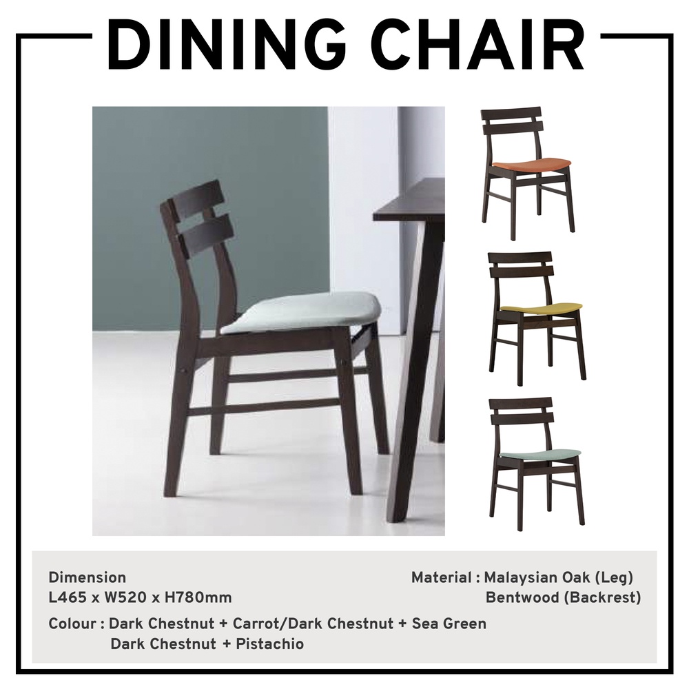 2 Units Solid Wood Leg Dining Chair Fabric Seat | Shopee Malaysia