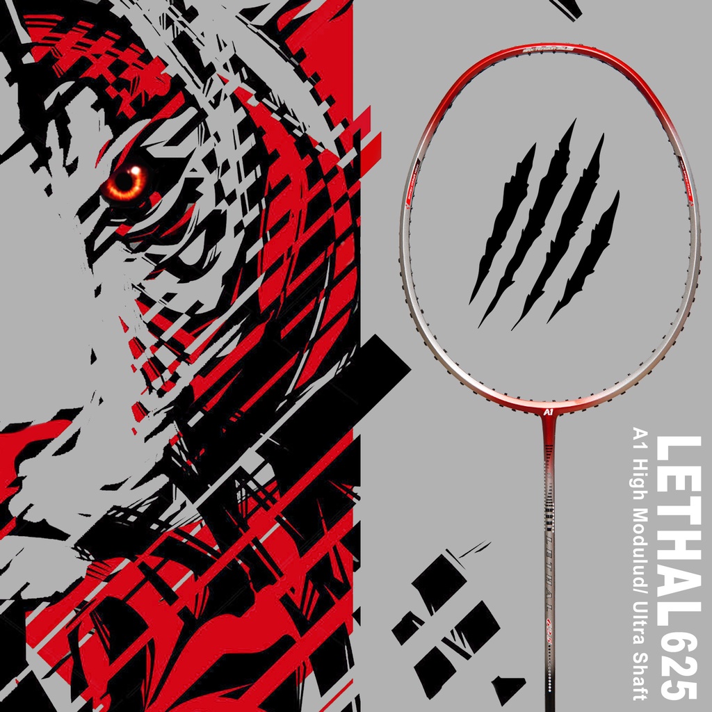 🎁 FREE STRING & GRIP 🎁 A1 - LETHAL 612 （Max Tension 35 lbs）4U Badminton ...